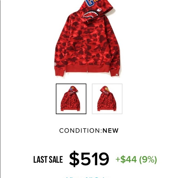 Bape | Jackets & Coats | Xxl Red Bape Full Zip Hoodie | Poshmark